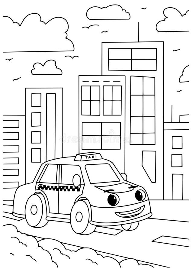 Taxi Coloring Page Stock Illustrations – 219 Taxi Coloring Page Stock ...