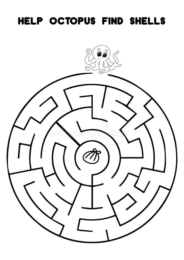 Children Education Maze Page Octopus Character Design Stock Vector ...