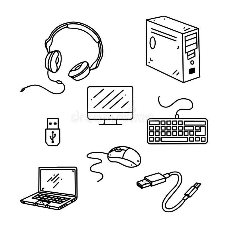 Line Art Clipart Set Computer Stock Illustrations – 1,138 Line Art ...