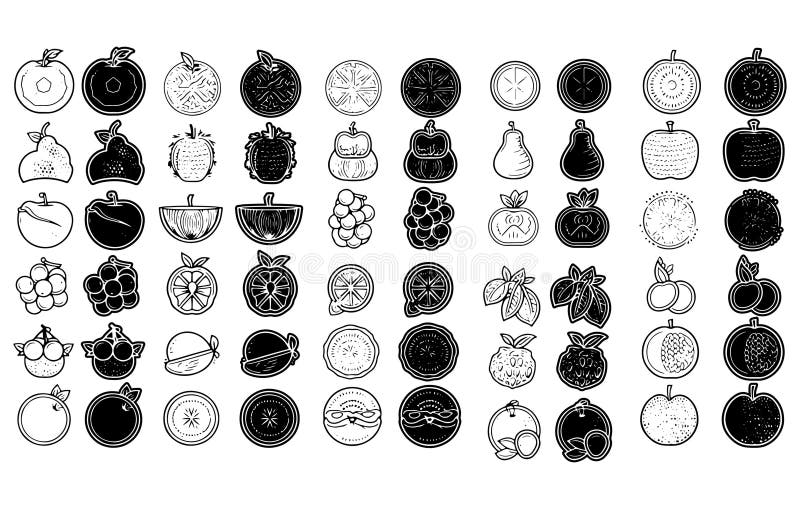 Simple Set of Fruits Related Vector Line Icons,Fruit Icon Collection ...