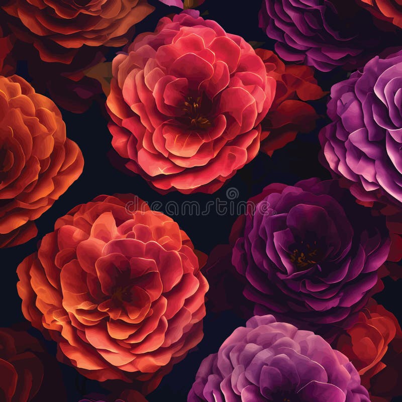 Vector Illustration of Red Pink Flowers Background Pattern Wallpaper ...