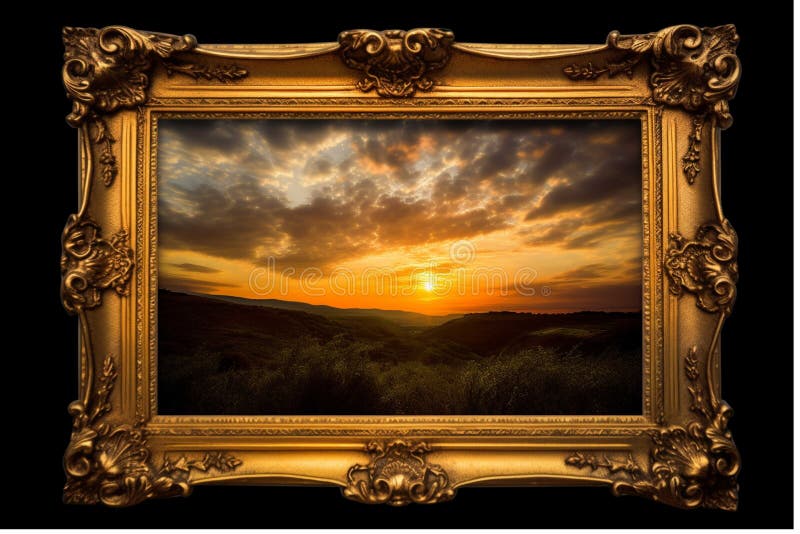 Sailing Ship in the Sea at Sunset Frame Stock Illustration ...