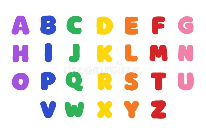Hand Drawn Colourful a To Z Alphabet Letters in Rainbow Colour for Font ...
