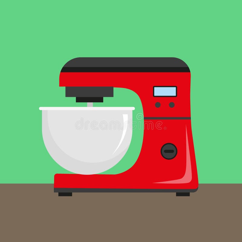A Red Stand Mixer on a Green Background. Flat Style Stock Vector ...