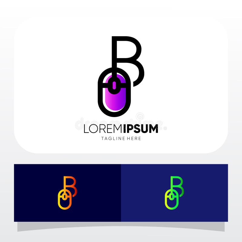 Letter B Computer Mouse Logo Design Vector Icon Graphic Emblem ...