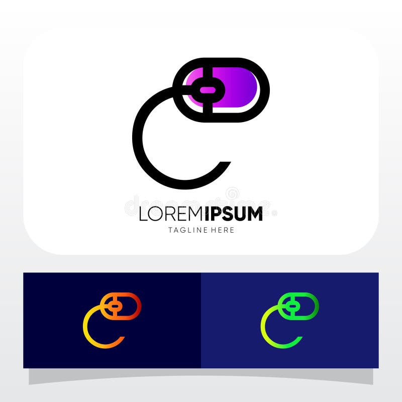 Letter C Computer Mouse Logo Design Vector Icon Graphic Emblem ...