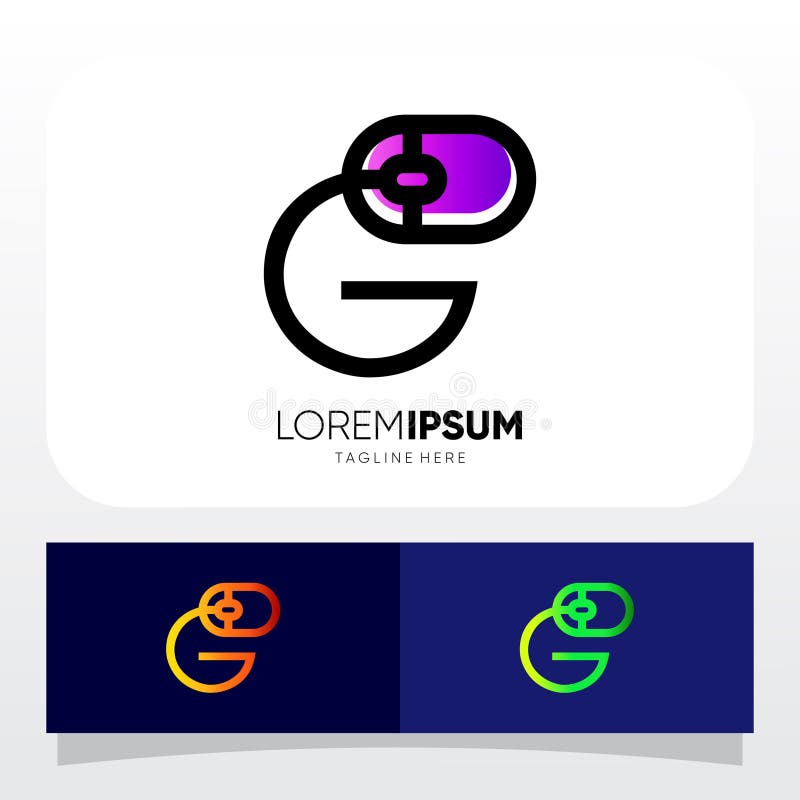 Letter G Computer Mouse Logo Design Vector Icon Graphic Emblem ...