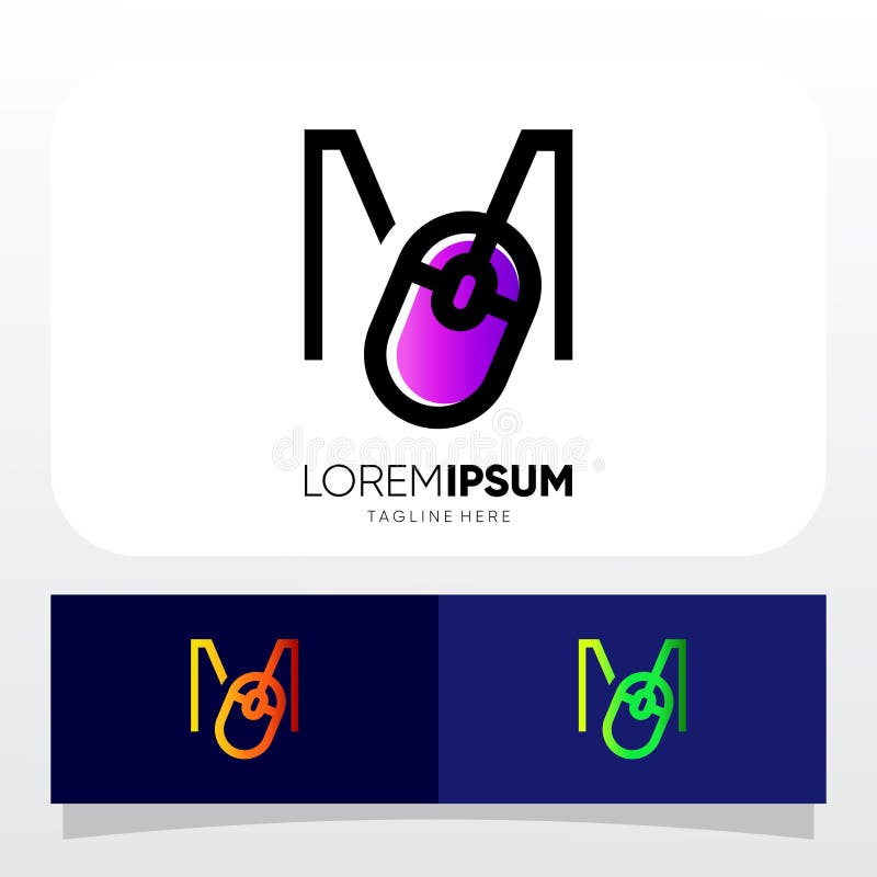Letter M Computer Mouse Logo Design Vector Icon Graphic Emblem ...