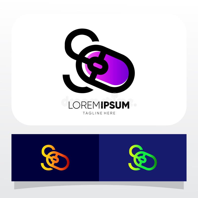 Letter S Computer Mouse Logo Design Vector Icon Graphic Emblem ...