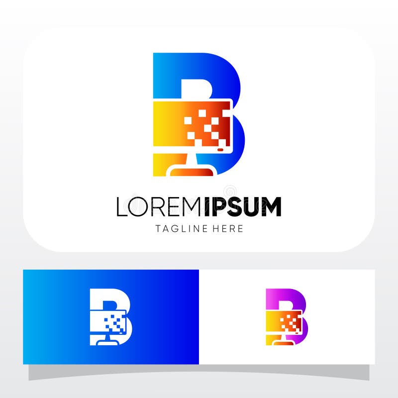 Letter B Computer Monitor Display Logo Design Vector Icon Graphic ...