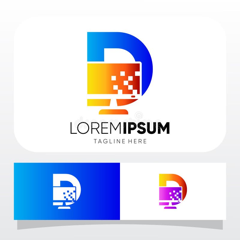 Letter D Computer Monitor Display Logo Design Vector Icon Graphic ...
