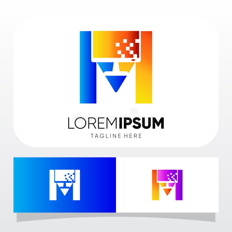 Letter M Computer Monitor Display Logo Design Vector Icon Graphic ...