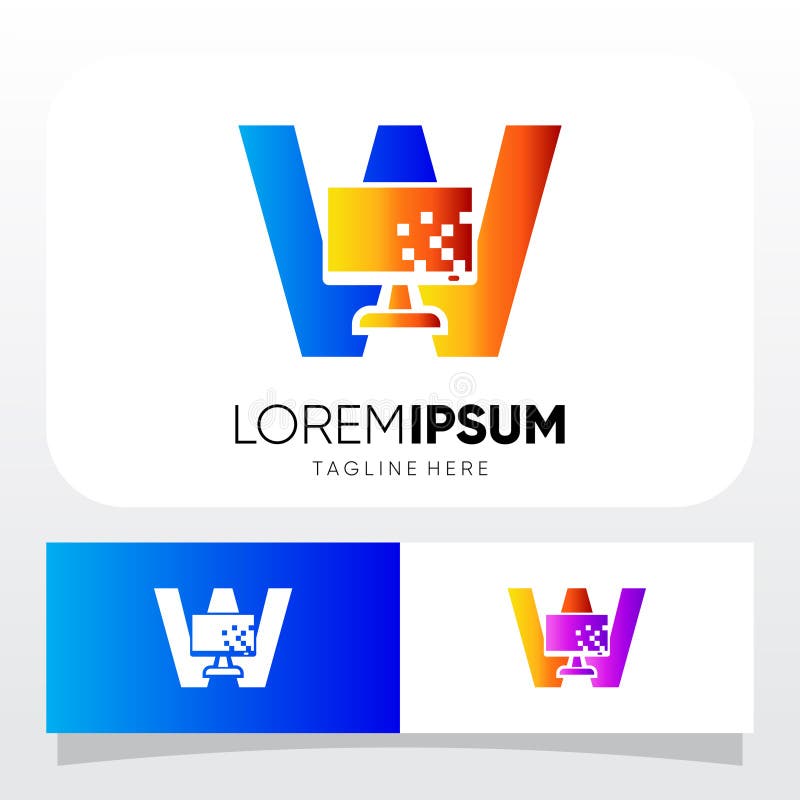 Letter W Computer Monitor Display Logo Design Vector Icon Graphic ...