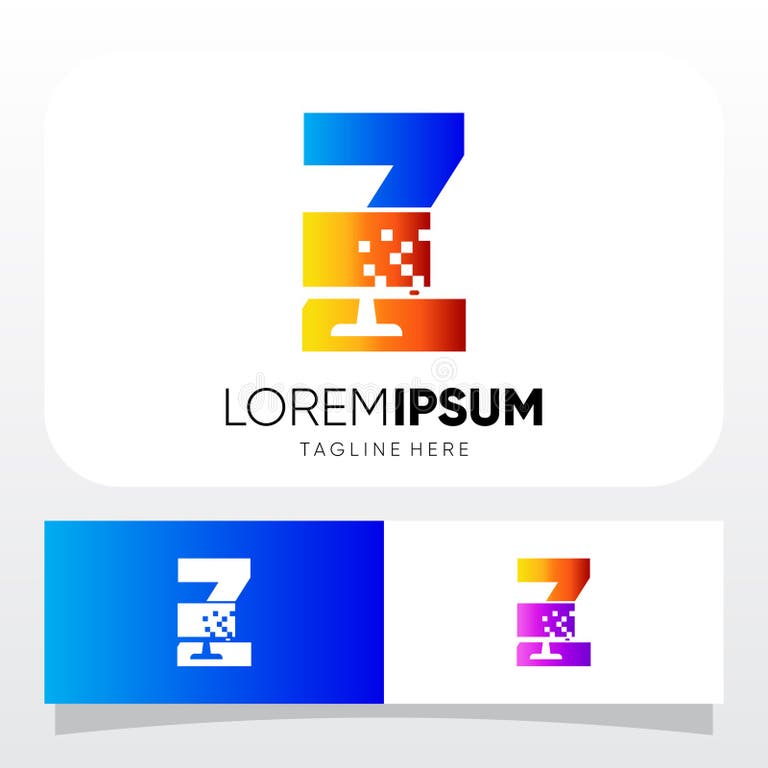 Letter Z Computer Monitor Display Logo Design Vector Icon Graphic ...