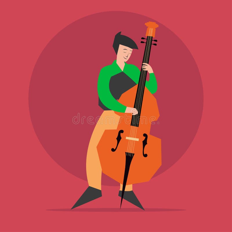 Double Bass Player Vector Stock Illustration, Jazz Music Vector, Double ...