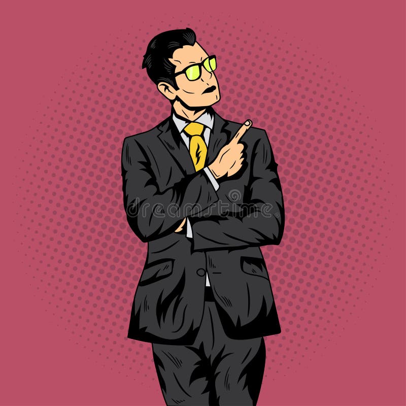 Pop Art Comic Business Man Pointing Finger Vector Stock Illustration-01 ...