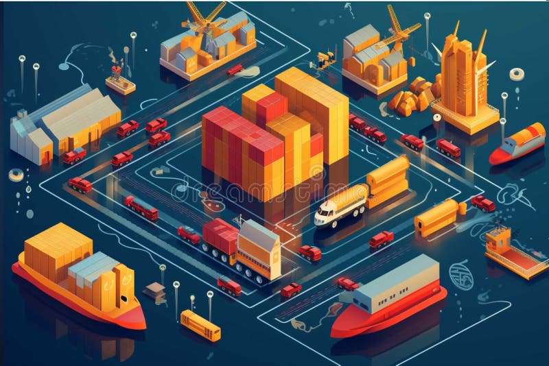 Logistics and Transportation Concept. Cargo Freight Ship, Airplane ...