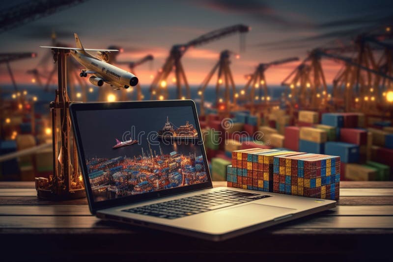 Logistics and Transportation Concept. Cargo Freight Ship, Airplane ...