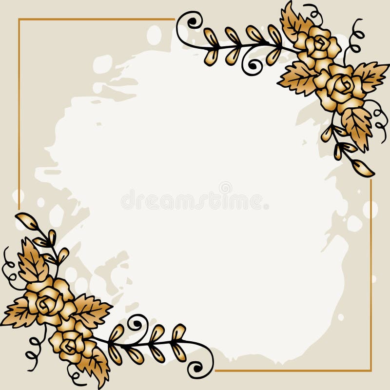 Doodle Drawing Gold Rose Flower Frame Background Stock Illustration ...