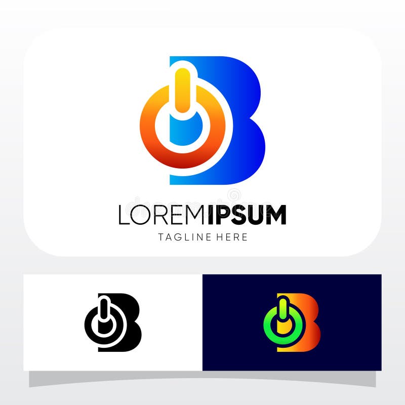 Letter B Initial Power Button Logo Design Vector Icon Graphic Emblem ...