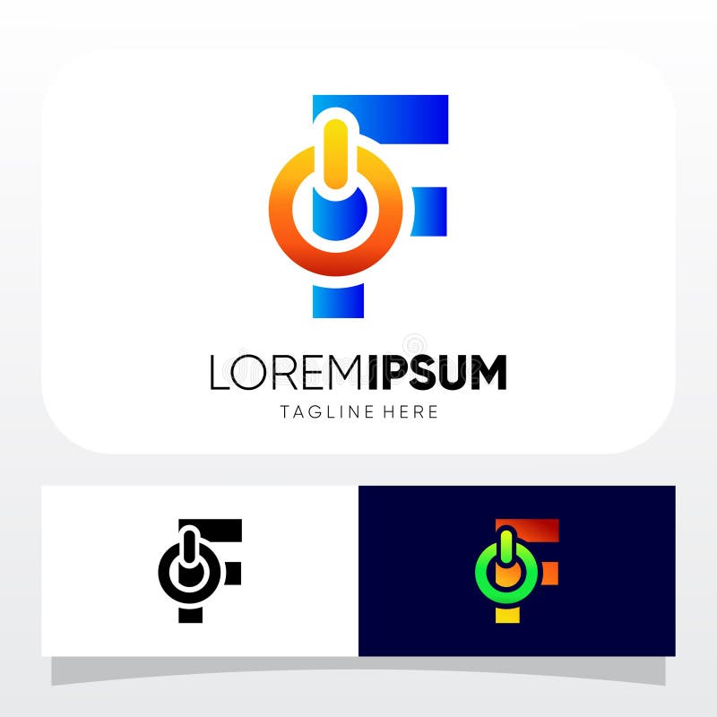 Letter F Initial Power Button Logo Design Vector Icon Graphic Emblem ...