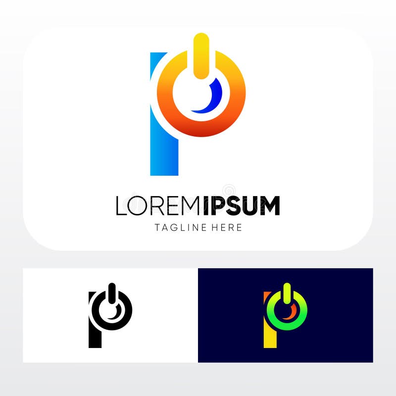 Letter P Initial Power Button Logo Design Vector Icon Graphic Emblem ...