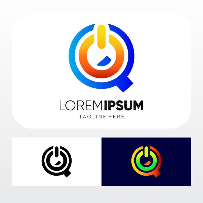 Letter Q Initial Power Button Logo Design Vector Icon Graphic Emblem ...