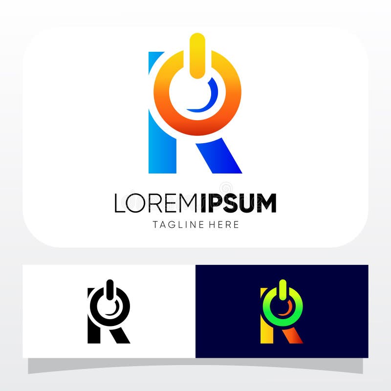 Letter R Initial Power Button Logo Design Vector Icon Graphic Emblem ...