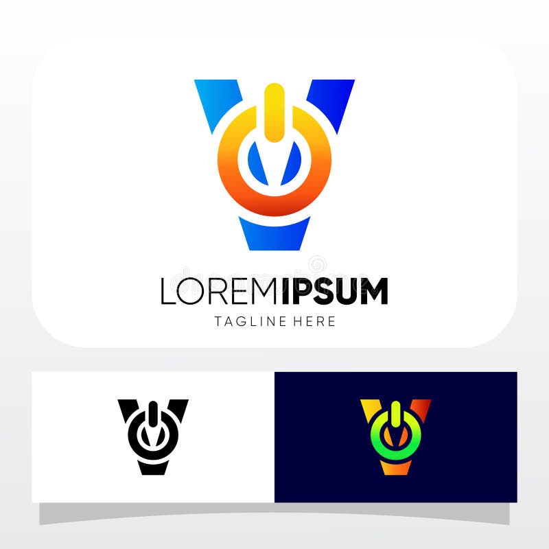 Letter V Initial Power Button Logo Design Vector Icon Graphic Emblem ...