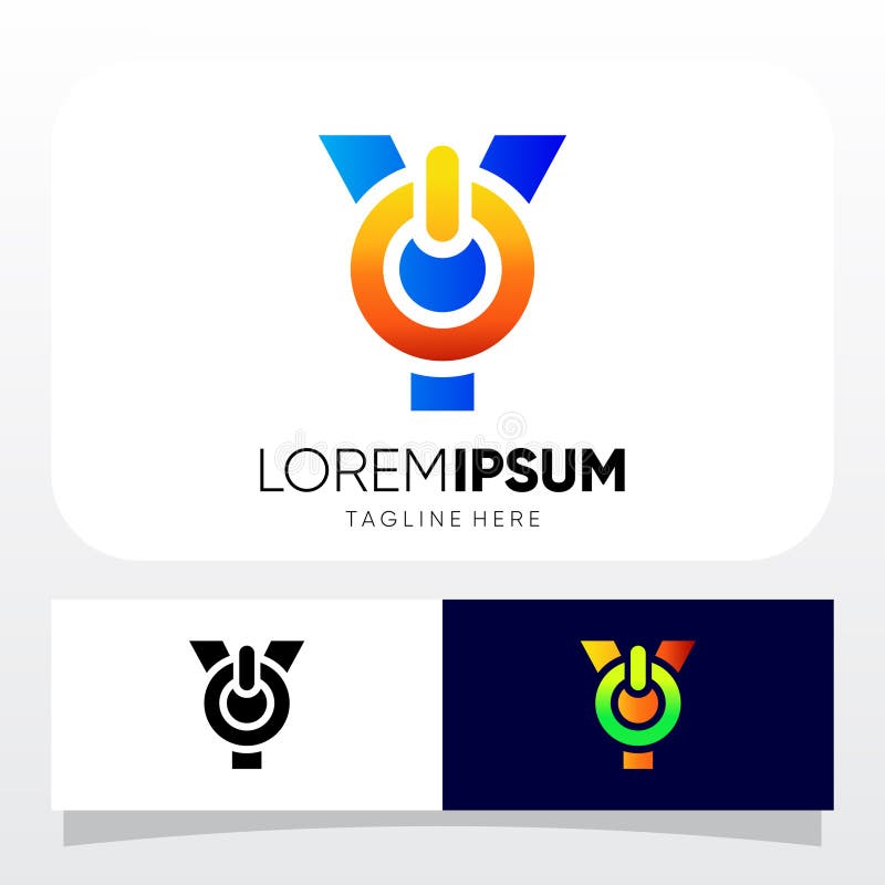 Letter Y Initial Power Button Logo Design Vector Icon Graphic Emblem ...