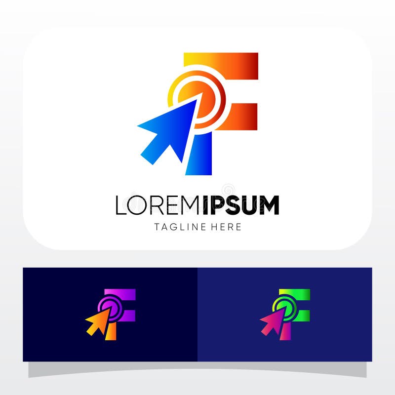 Letter F Mouse Cursor Pointer Logo Design Vector Icon Graphic ...