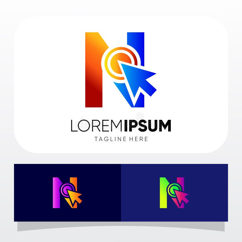 Letter N Mouse Cursor Pointer Logo Design Vector Icon Graphic ...
