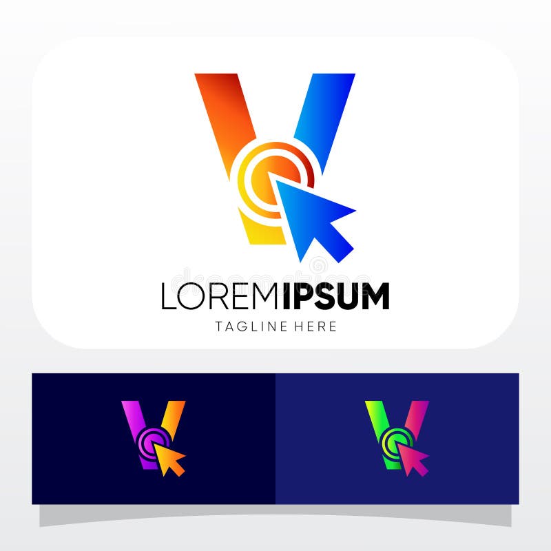 Letter V Mouse Cursor Pointer Logo Design Vector Icon Graphic ...
