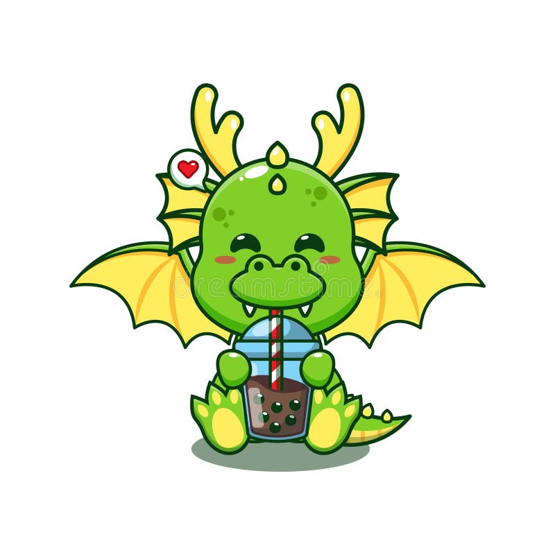 Dragon Drink Boba Milk Tea Cartoon Vector Illustration. Stock Vector ...