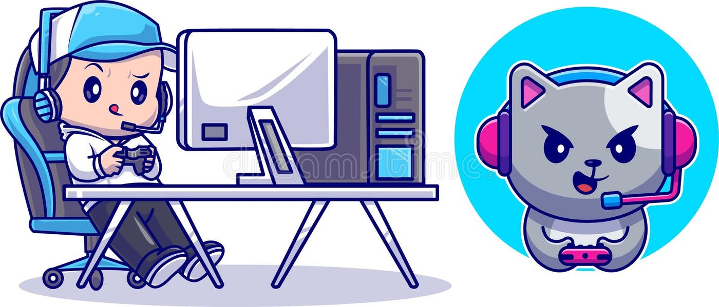 Cartoon Boy Playing Computer Game Stock Illustrations – 1,295 Cartoon ...