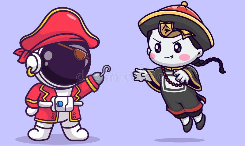 Cute Vampire Chinese Cartoon Vector Icon Illustration. People Holiday ...