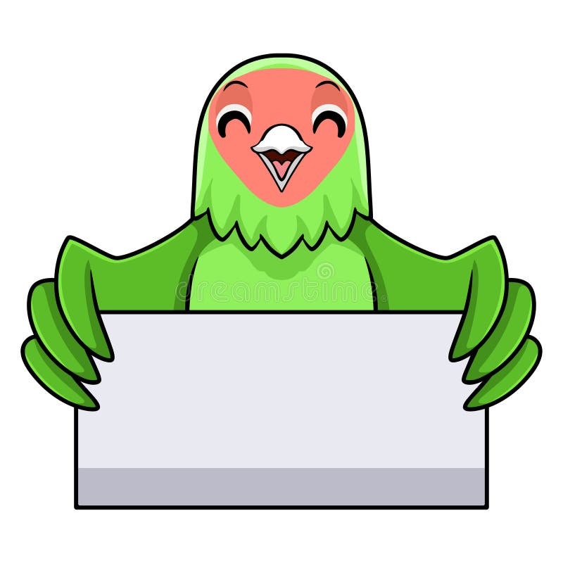 Cute Peach Faced Love Bird Cartoon Holding Blank Sign Stock Vector ...