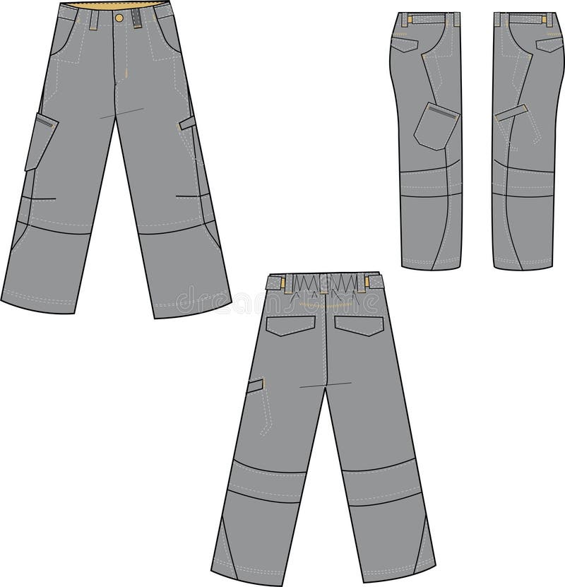 Unisex Bottom Wear Cargo Pant Trouser Stock Vector - Illustration of ...