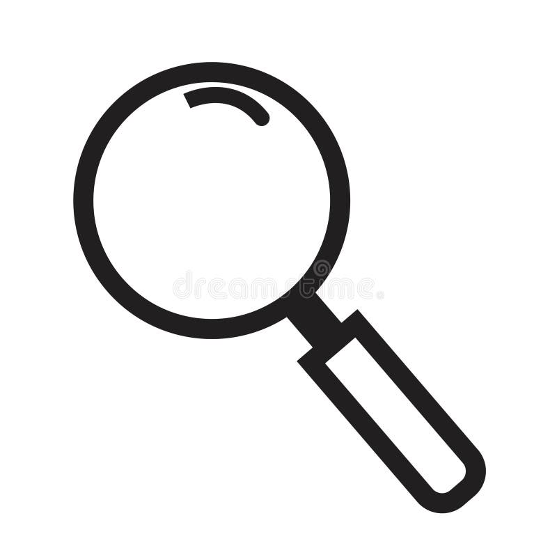 Vector Magnifying Glass Icon with Black Line Styl Stock Illustration ...
