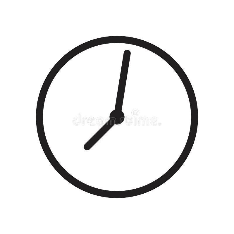 Vector Clock Icon with Black Line Style Stock Illustration ...
