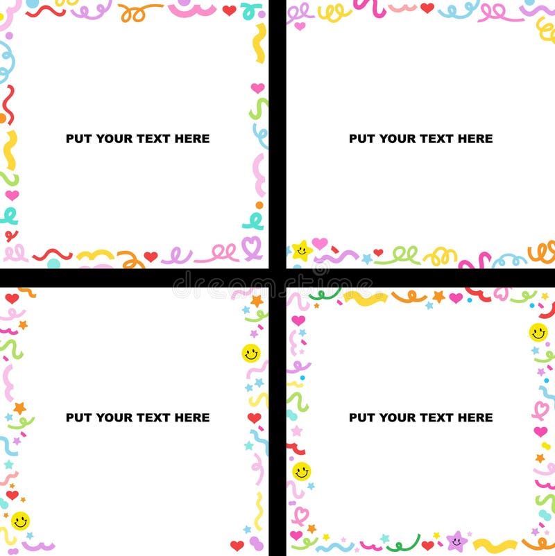 Cute Set of Abstract Doodle Square Frames, Banners, Social Media Post ...