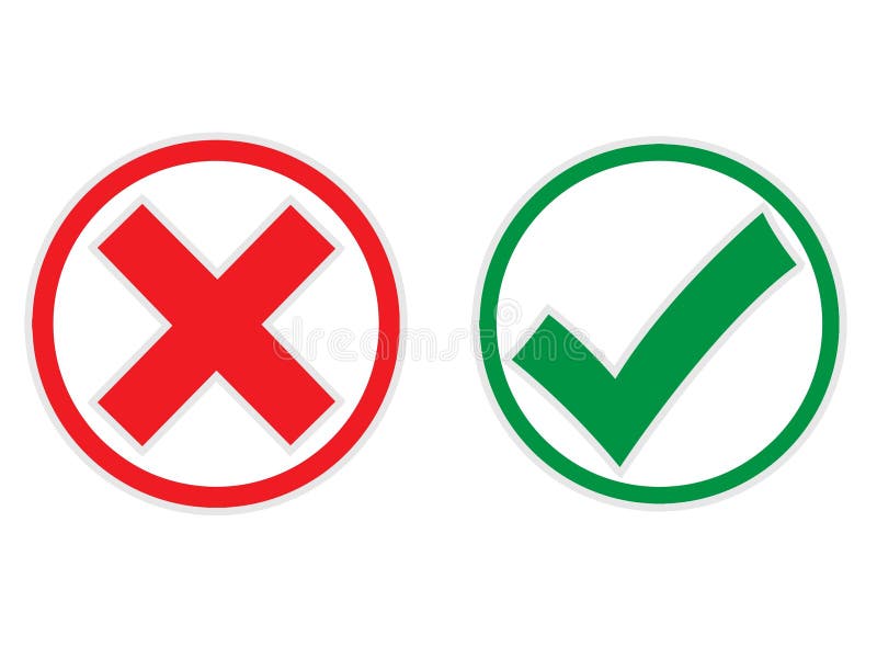 Yes or No Illustration. Check Mark Icon. Right and Wrong, Check Symbol ...