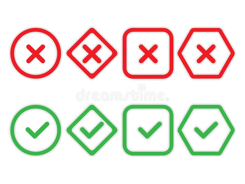 Yes or No Illustration. Check Mark Icon. Right and Wrong, Check Symbol ...