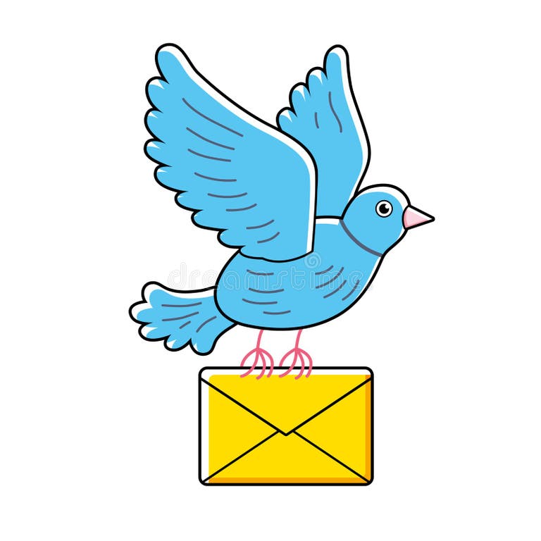 Dove Mail, Pigeon Bird with an Envelope. Stock Vector - Illustration of ...