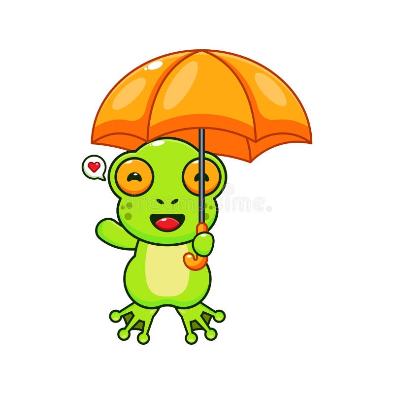Cute Frog Holding Umbrella Cartoon Vector Illustration. Stock Vector ...