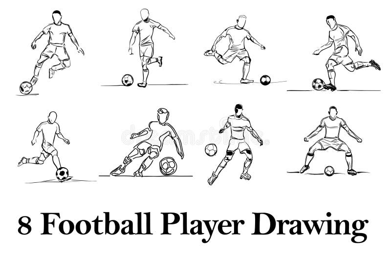 Different Type of Football Player Drawing Stock Vector - Illustration ...