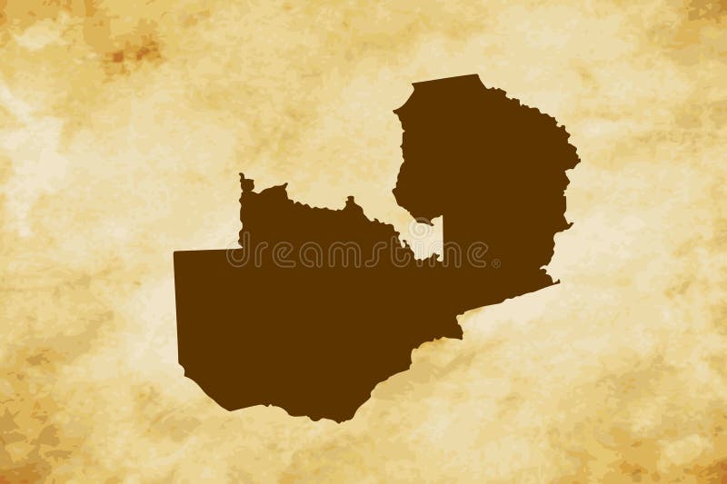 Brown Map of Country Zambia Isolated on Old Paper Grunge Texture ...
