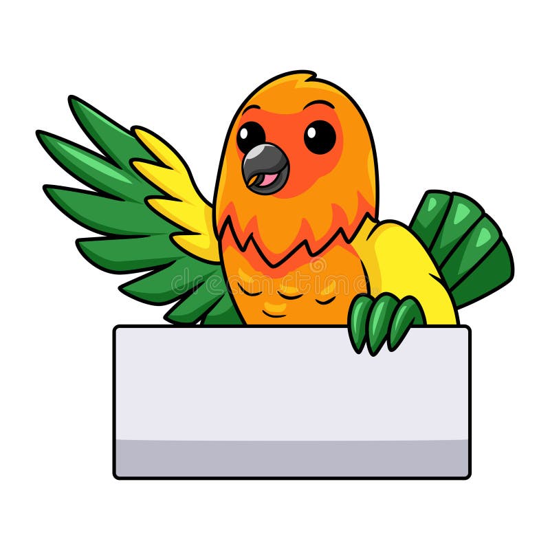 Cute Sun Conure Parrot Cartoon Waving Hand Stock Illustration ...