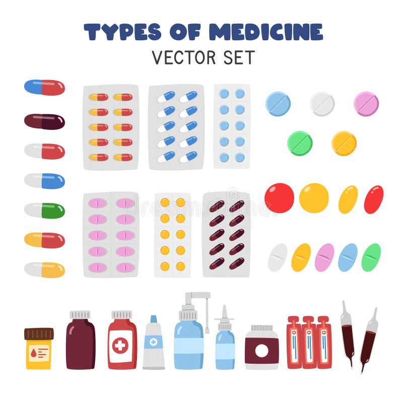 Different Medical Pills Tablets Capsules Stock Illustrations – 356 ...