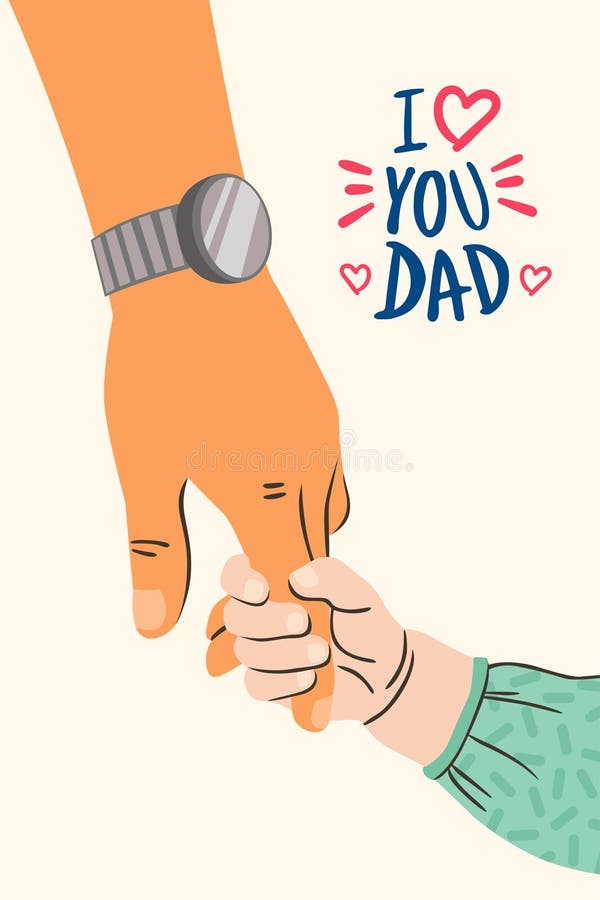 Happy Father Day. the Father Hand Holding the Child, Which is Full of ...